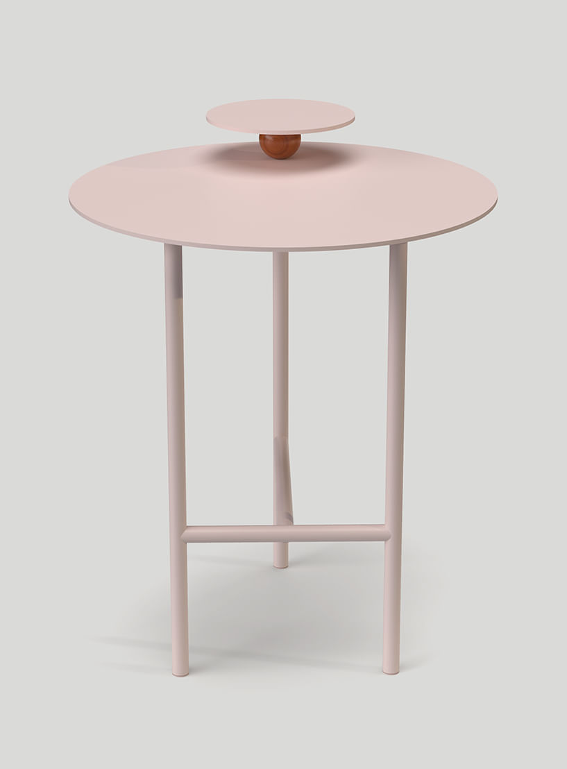 Mesa lateral rosa - Branco.Casa Decoração