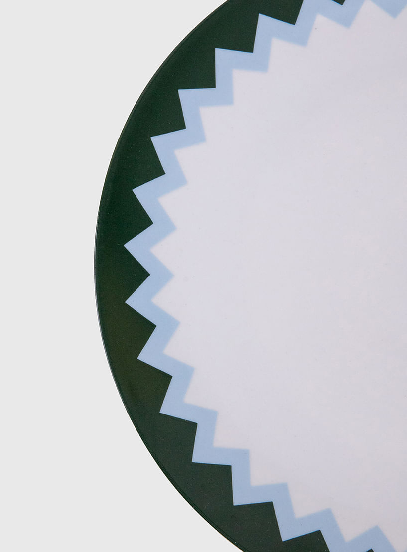 Prato Raso Zigue Zague Verde e Azul - Branco.Casa Decoração