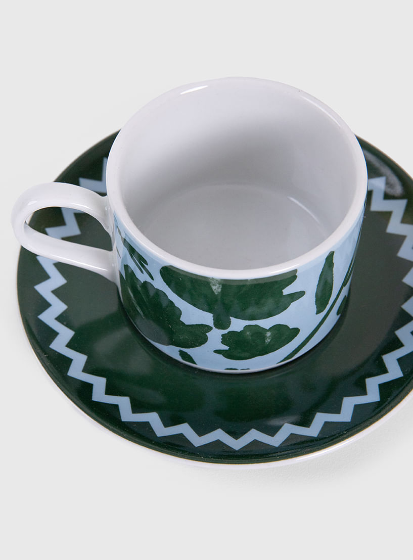 Chá Com Pires Zigue Zague Verde e Azul - Branco.Casa